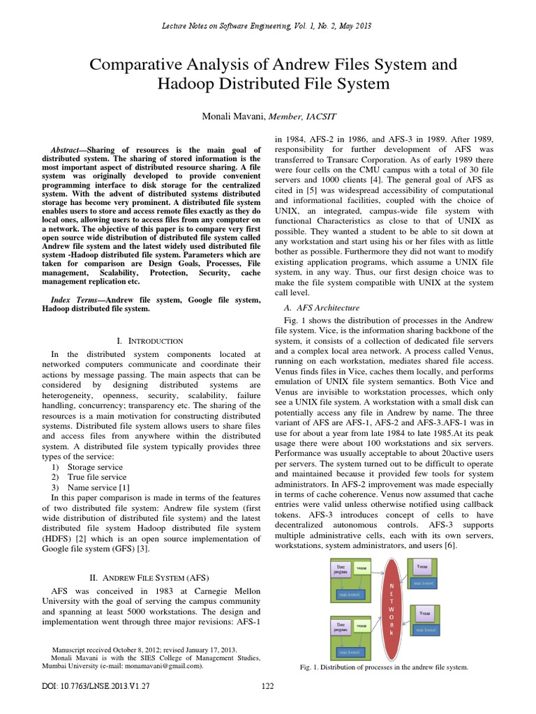 HDFS Vs AFS | PDF | Apache Hadoop | Computer Cluster