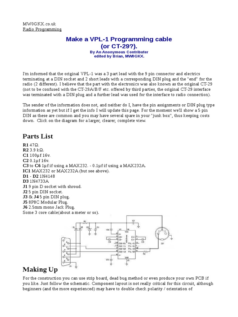 Make A VPL-1 Programming Cable | PDF | Electrical Connector | Usb