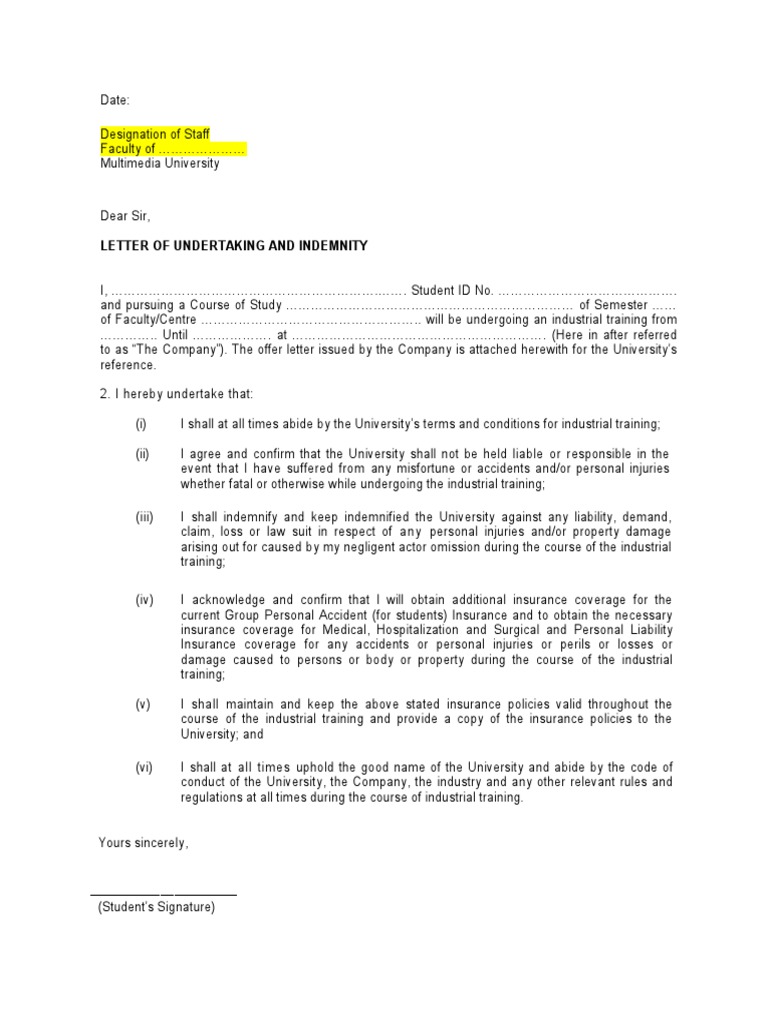 Letter of Undertaking ITP | PDF | Finance & Money Management