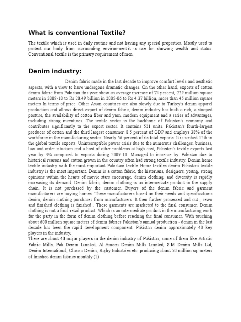 What Is Conventional Textile | PDF | Clothing | Pakistan