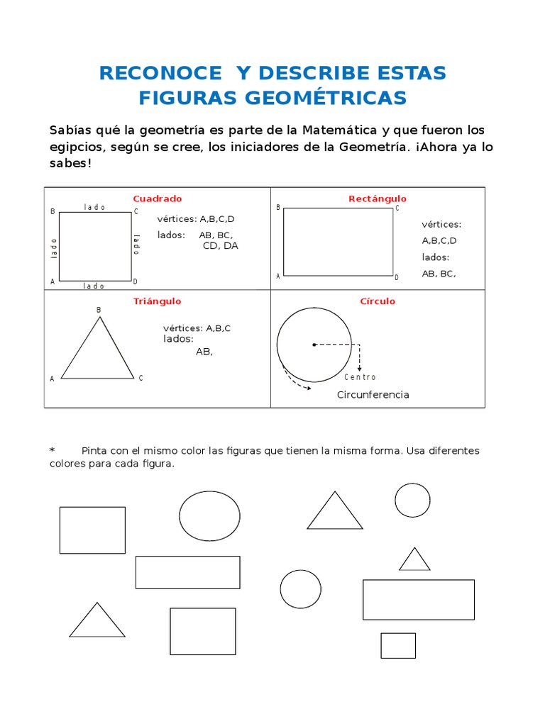 Reconoce y Describe Estas Figuras Geométricas | PDF | Multiplicación ...