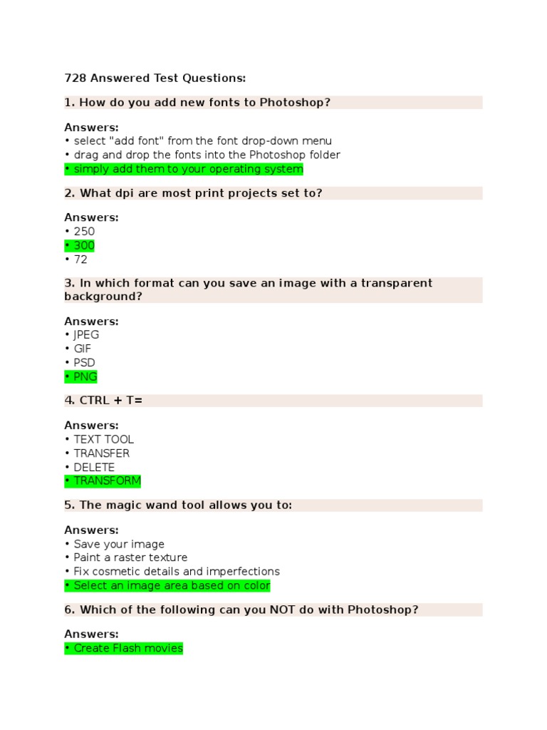 Test Question | PDF | Adobe Photoshop | Vision