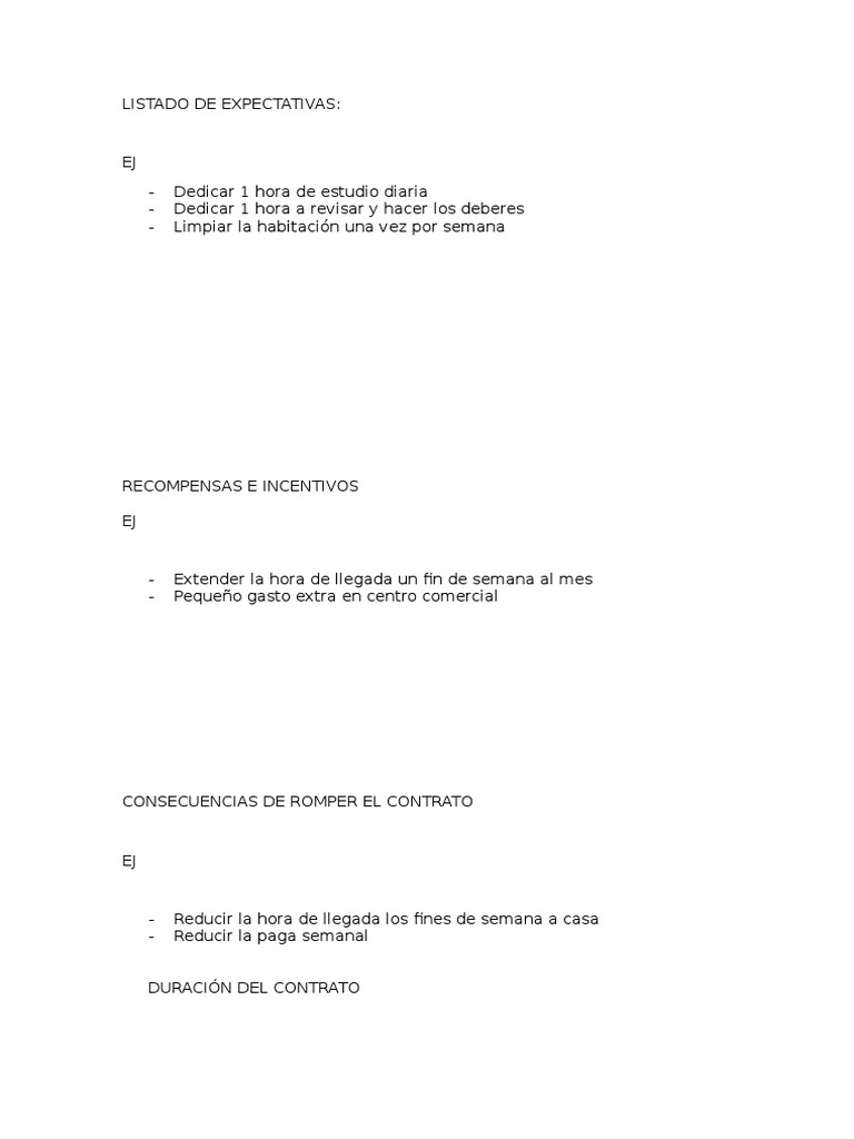 Ejemplo Contrato Conductual Adolescente | PDF