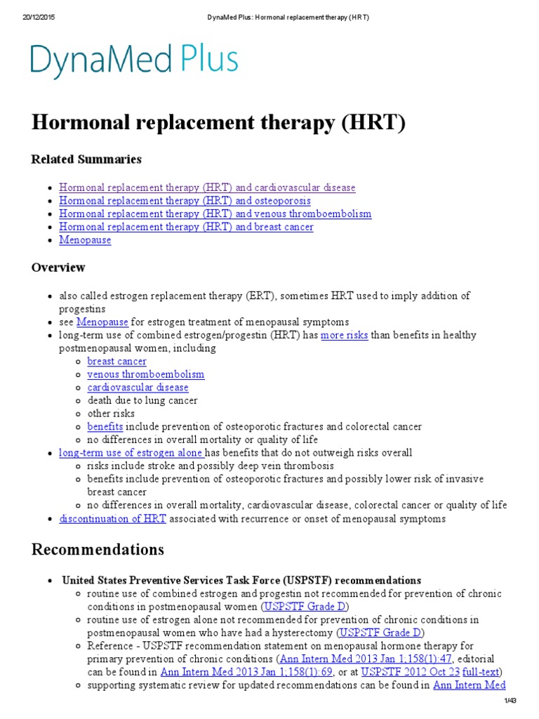 DynaMed Plus_ Hormonal Replacement Therapy (HRT) | Hormone Replacement ...
