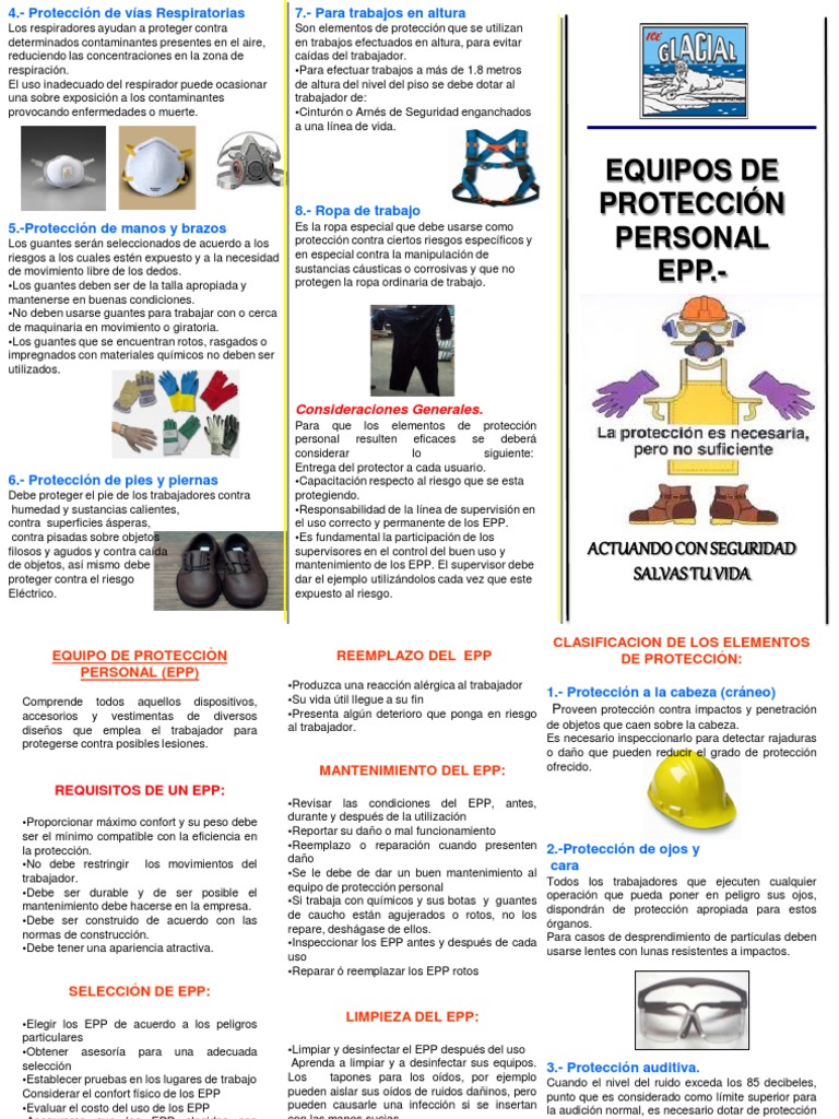 Triptico Uso de Epp | PDF | Guante | Contaminación