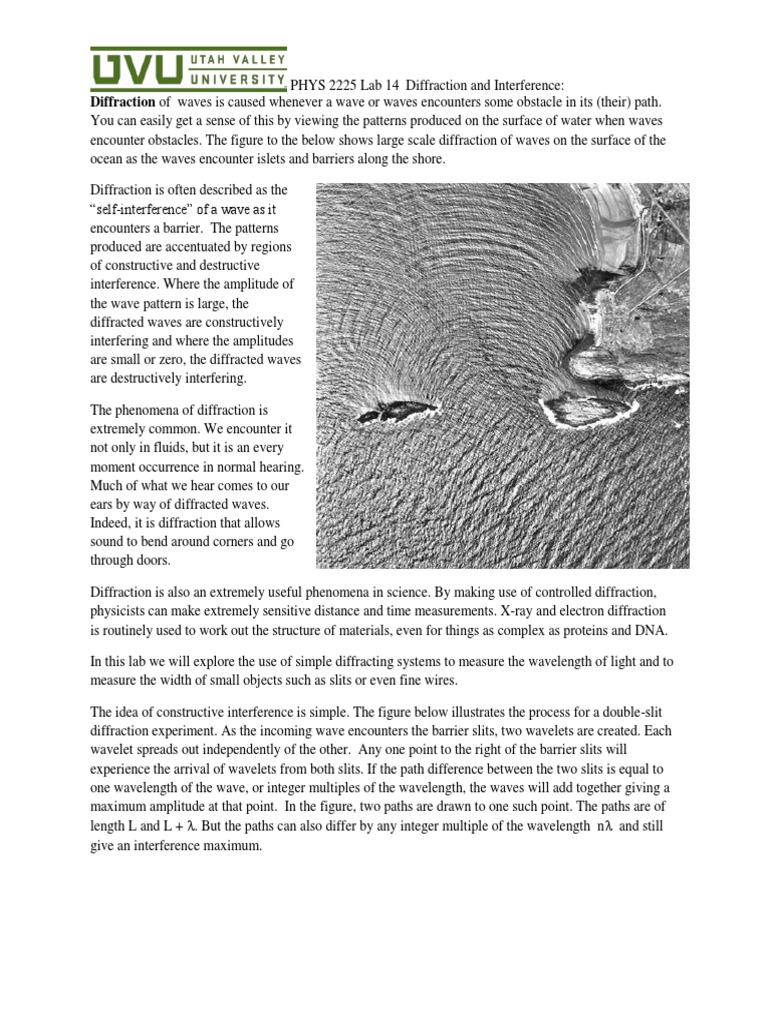 PHYSICS 2225 Lab 14 - Interference | PDF | Diffraction | Wavelength
