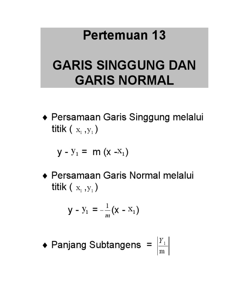 Contoh Soal Persamaan Garis Normal - Bakti Soal