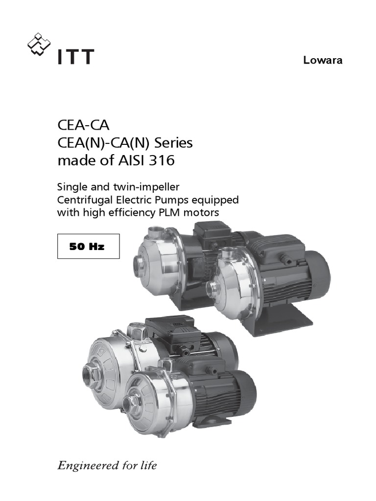 Lowara CEA-CA Series Single and Twin Impeller Centrifugal Electric Pumps Technical Manual | PDF ...