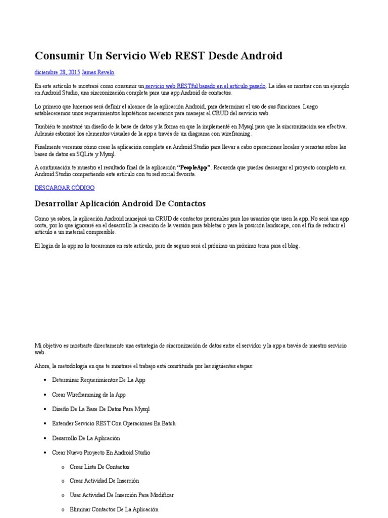 Consumir Un Servicio Web REST Desde Android | PDF | Transferencia de ...