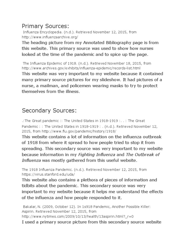 Primary Sources | PDF | Influenza | Pandemic