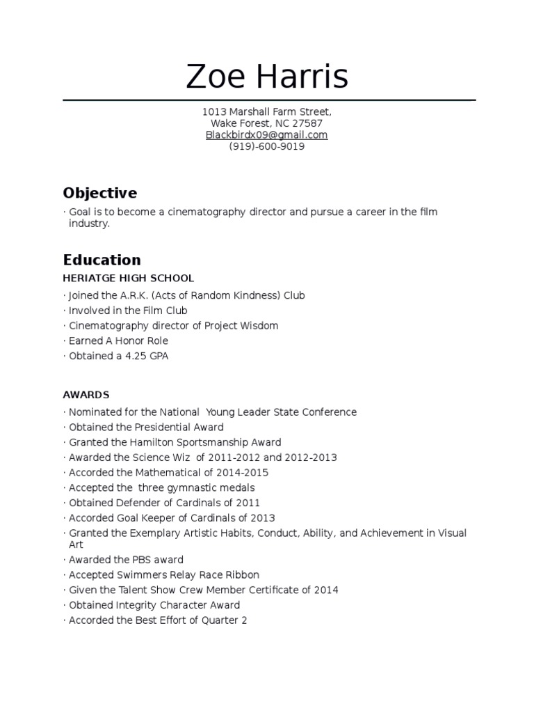 Zoe Harris: Objective | PDF