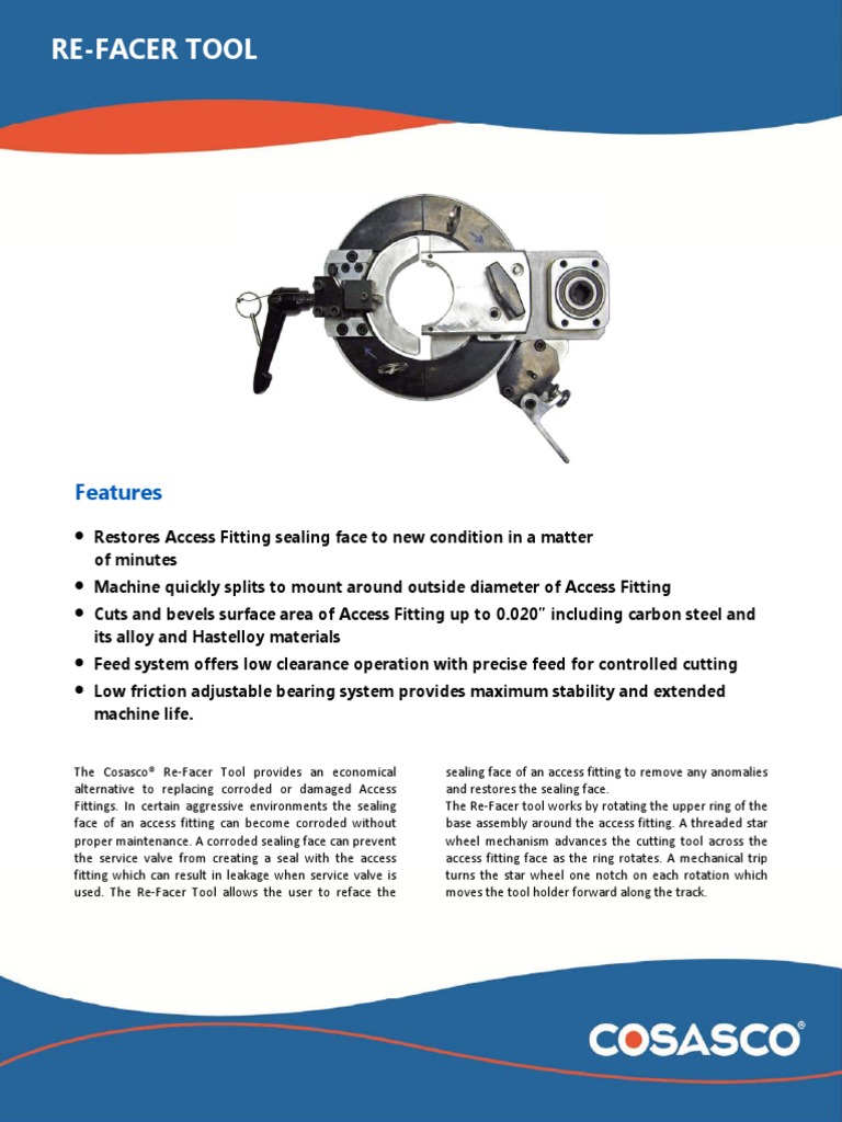 Cosasco Access Fitting Refacer Tool | PDF | Valve | Corrosion
