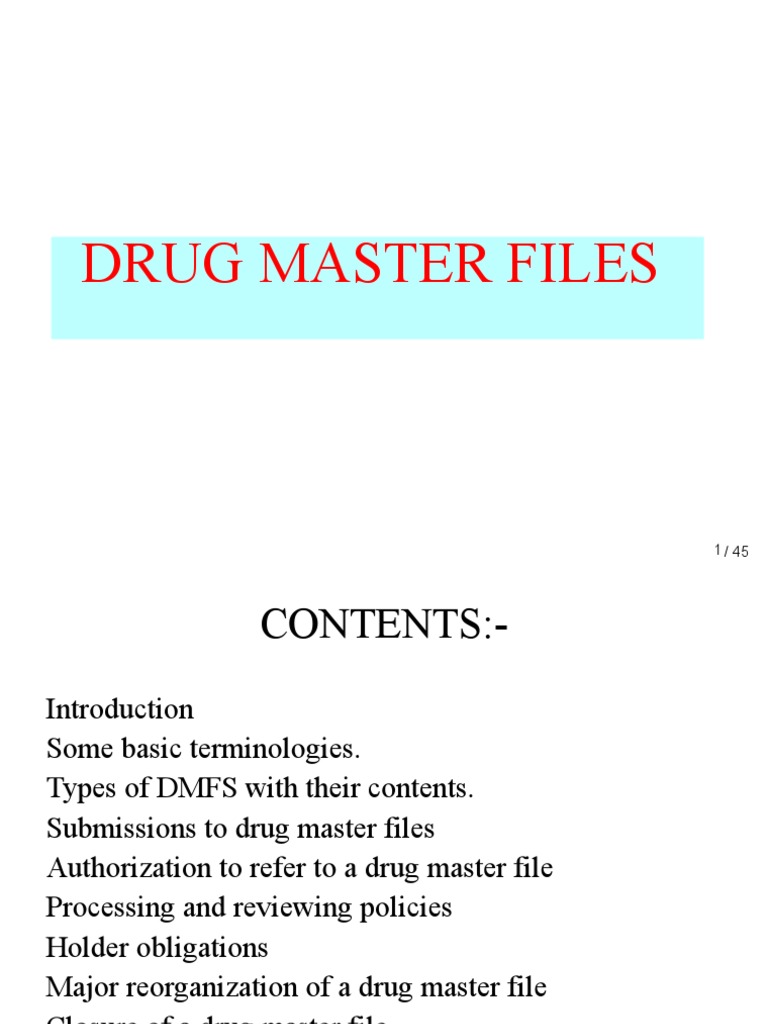 Drug Master Files | Healthcare Industry | Pharmaceutics