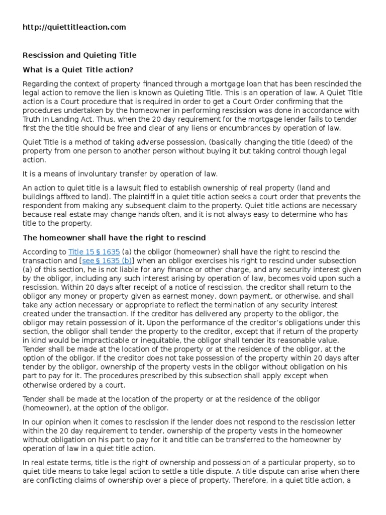 The Enormous Clouded Title Problem | PDF | Truth In Lending Act ...