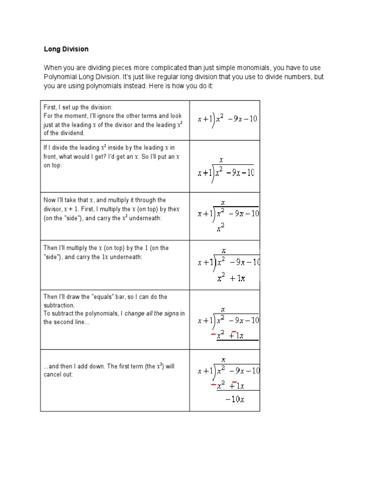Polynomial Long Division Explained | PDF
