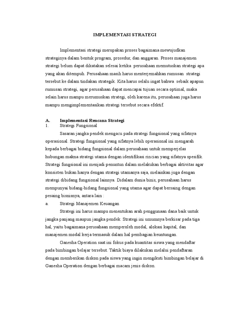 Contoh Implementasi Strategi | PDF