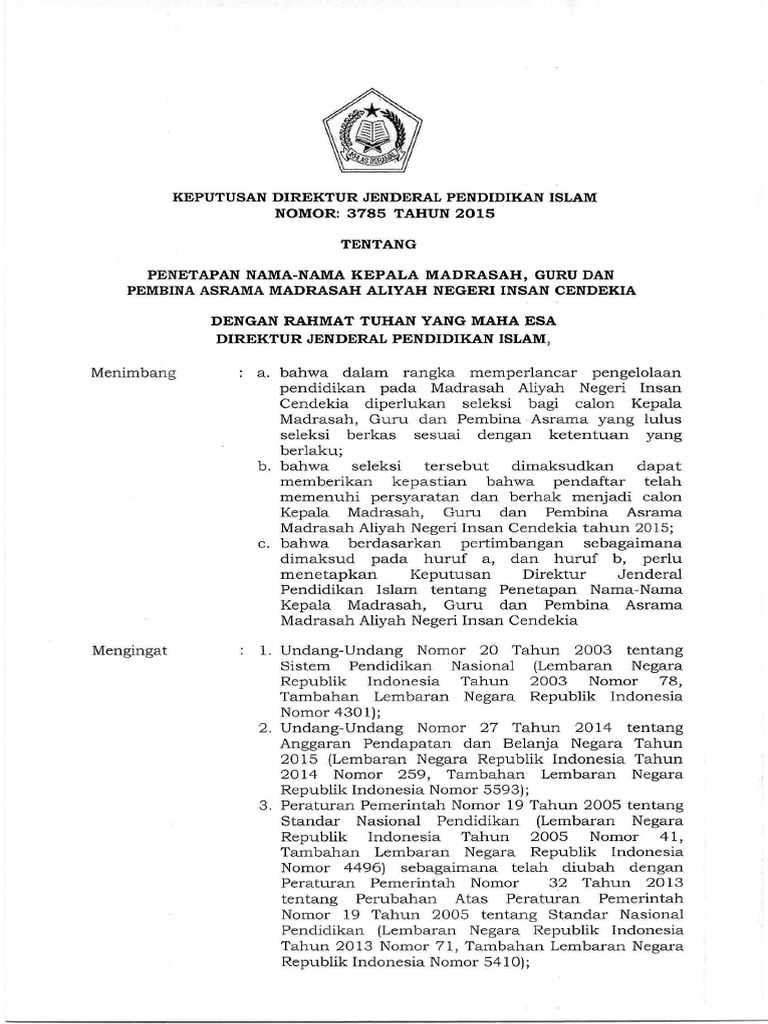 SK Dirjen - PTK MAN IC - 1 PDF | PDF
