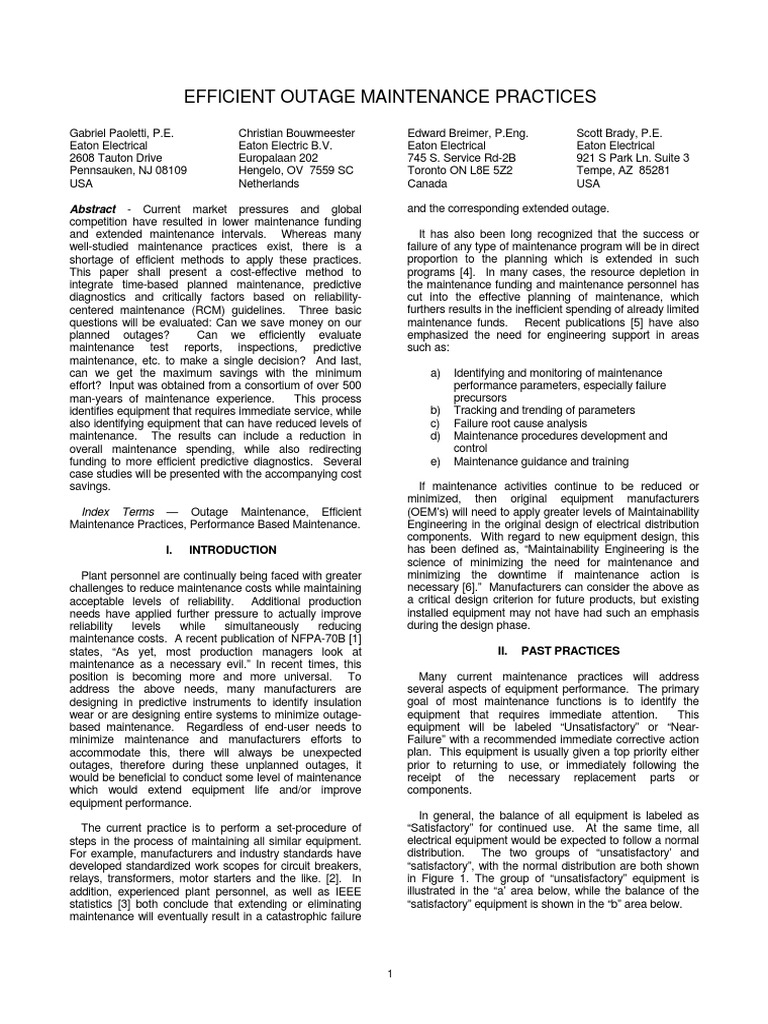 Efficient Outage Maintenance Practices (Eaton Electrical) | PDF ...