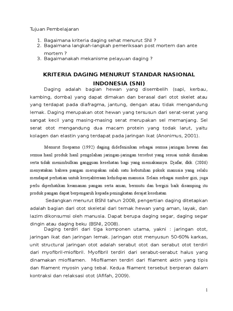 Kriteria Daging Sehat Menurut SNI | PDF | Kesehatan Holistik | Sains ...