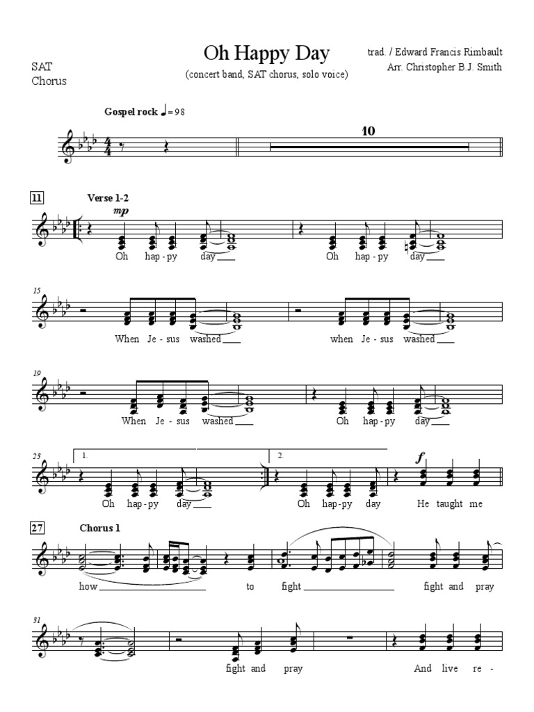 Oh Happy Day (Concert Band, Solo Voice, Choir) - SAT Chorus