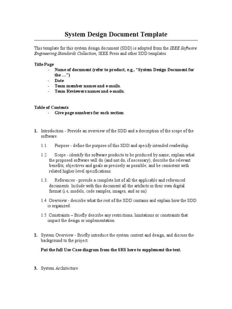 SDD Template | PDF | Component Based Software Engineering | Unified Modeling Language