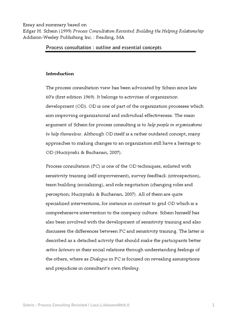 Schein's Process Consultation Insights | PDF | Perception | Inquiry
