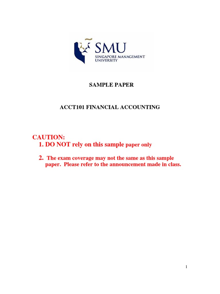 ACCT101 Sample Paper - With Solution | PDF | Expense | Book Value