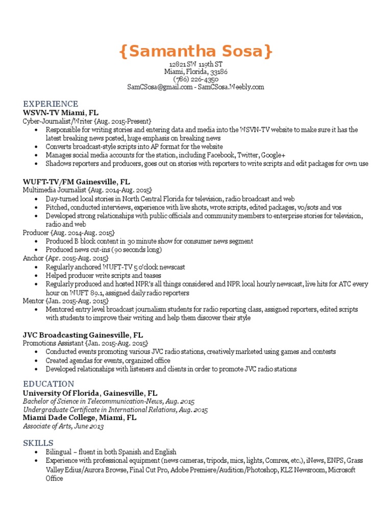 Samantha Sosa Resume 2016 | PDF