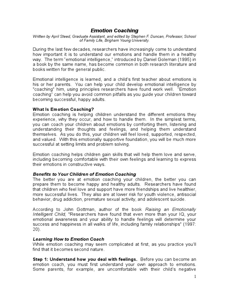 Emotion Coaching | PDF | Anger | Empathy