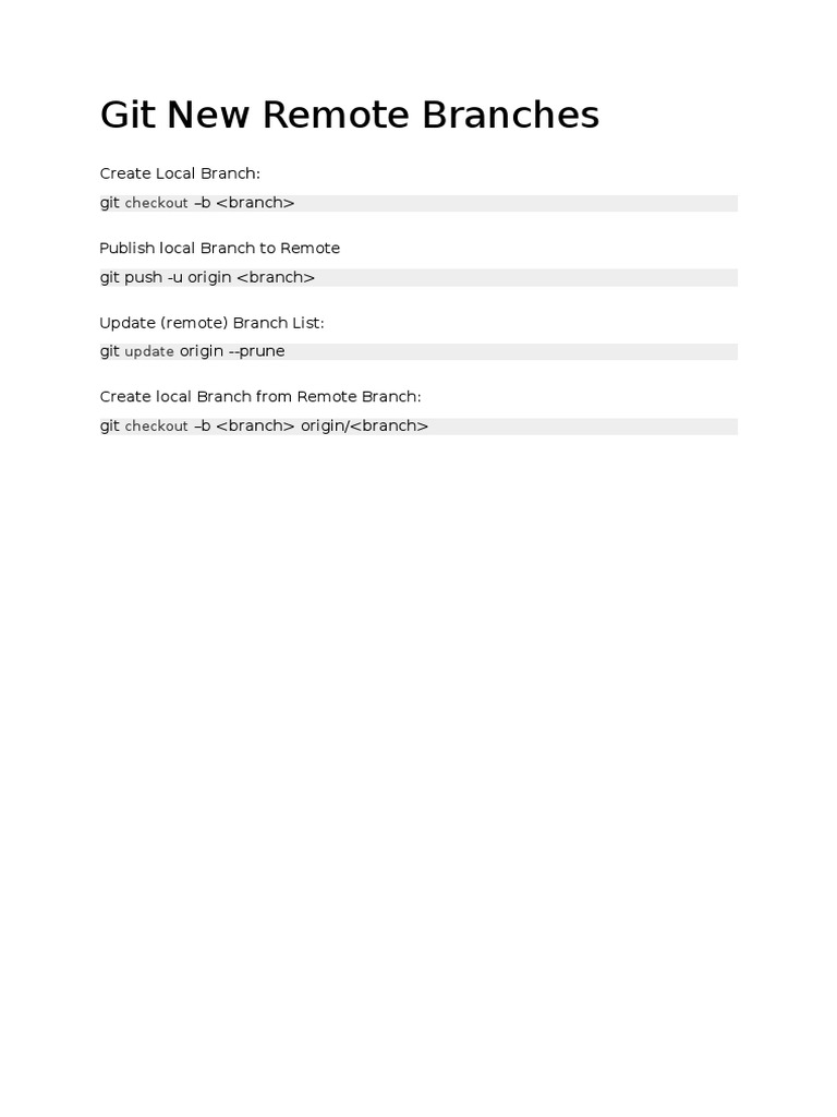 Git Commands for Remote Branch Management | PDF