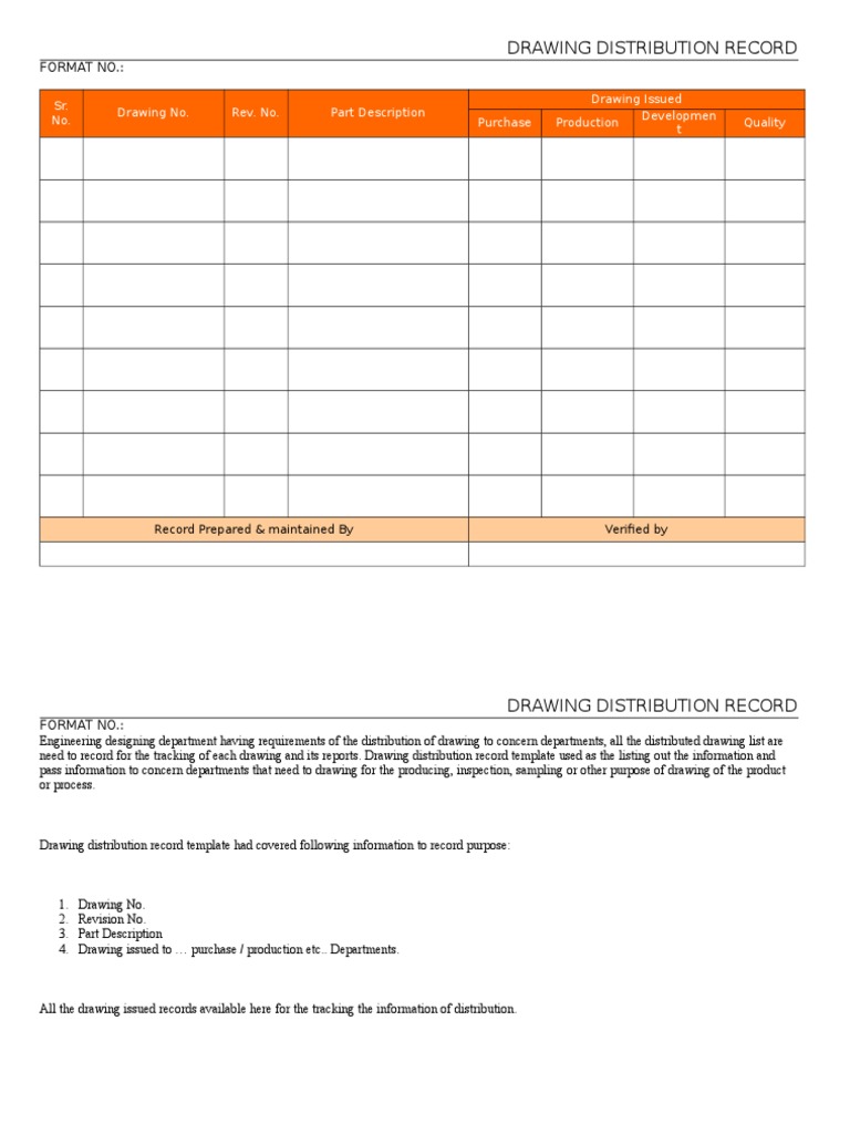 Drawing Distribution Record Template | PDF