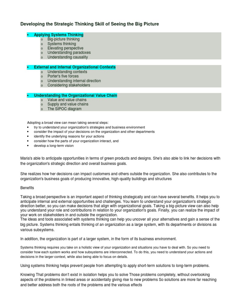 Strategic Thinking & Systems Approach | PDF | Systems Thinking ...