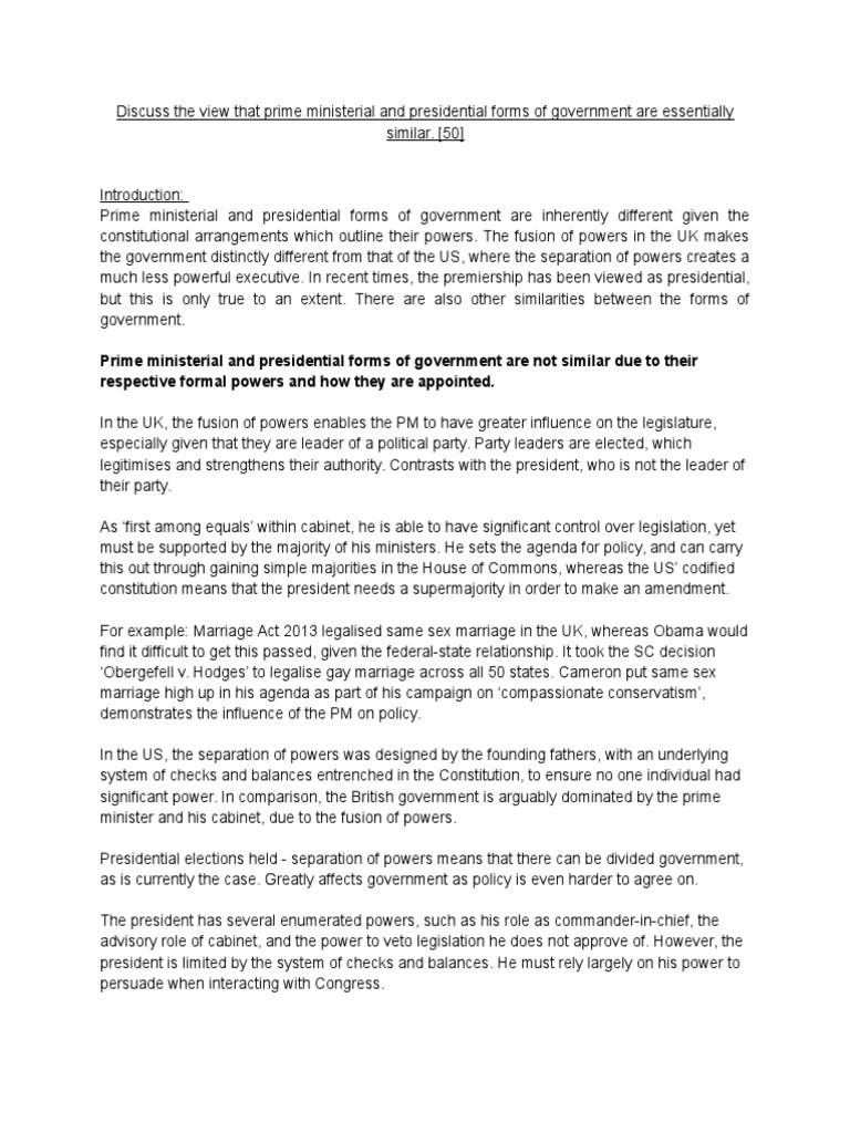 UK and US Forms of Government Comparison | PDF | Cabinet (Government ...