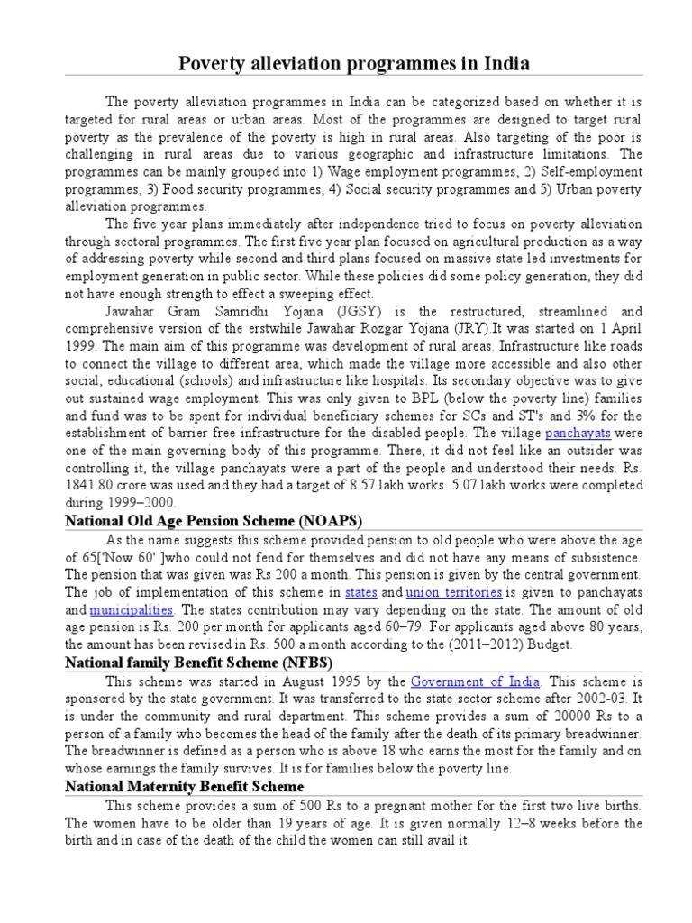 An Overview of Major Poverty Alleviation Programmes in Rural India ...
