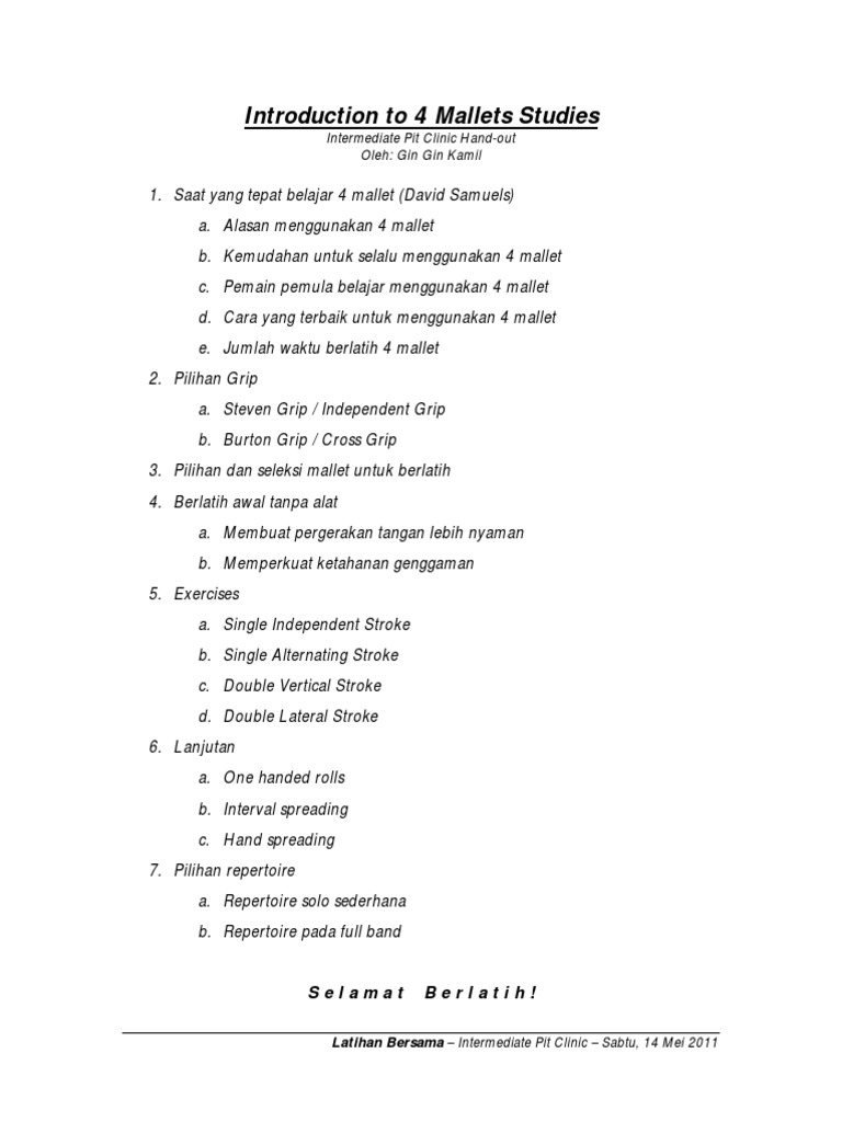 Introduction To 4 Mallets Studies | PDF