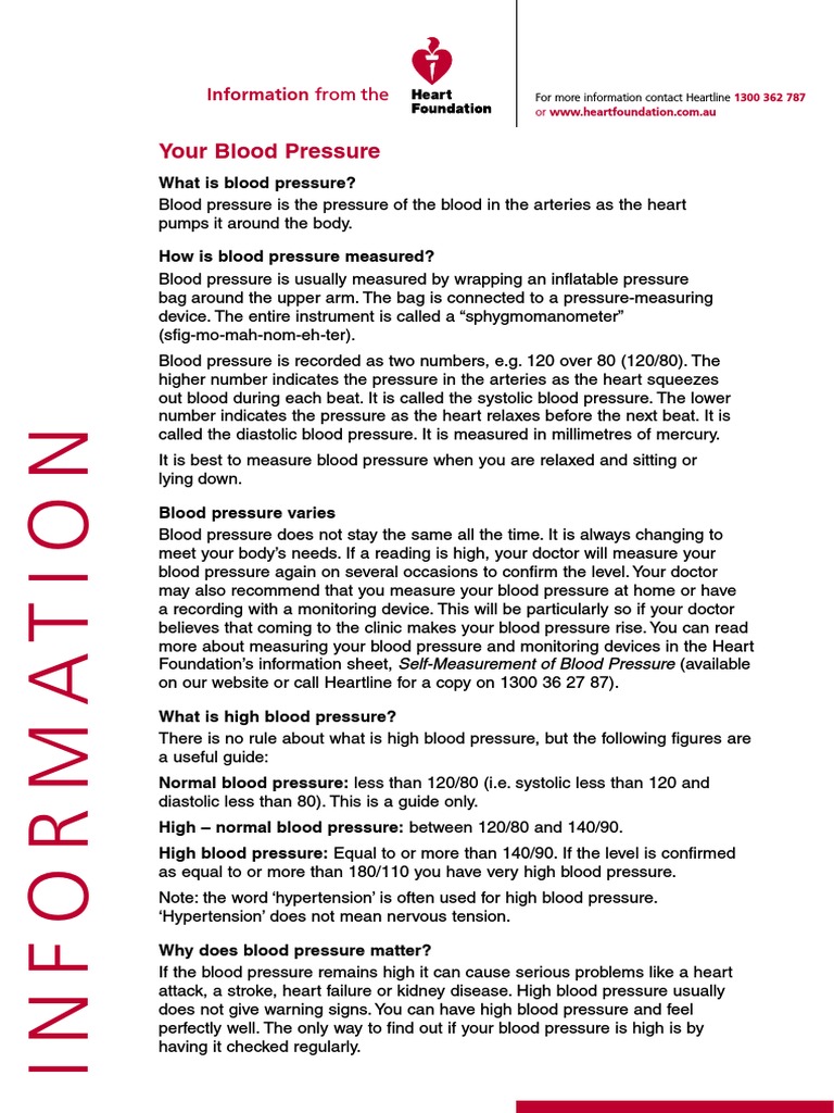 Your Blood Pressure: Information From The | Download Free PDF ...