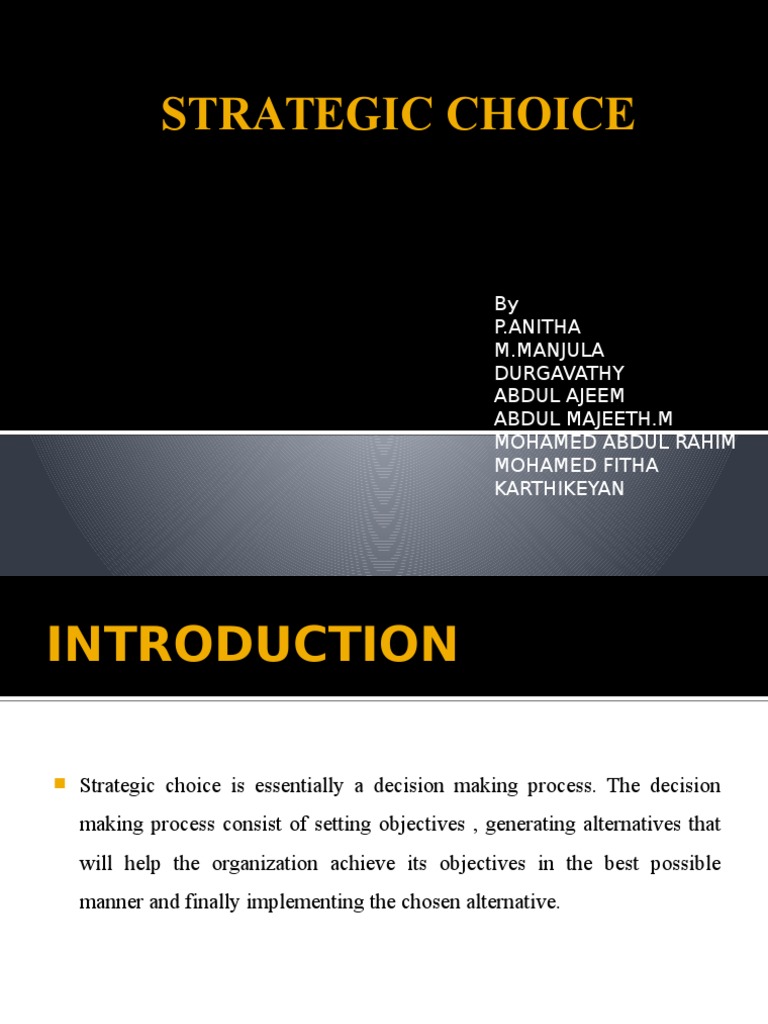 Strategic Choice | PDF | Strategic Management | Project Management