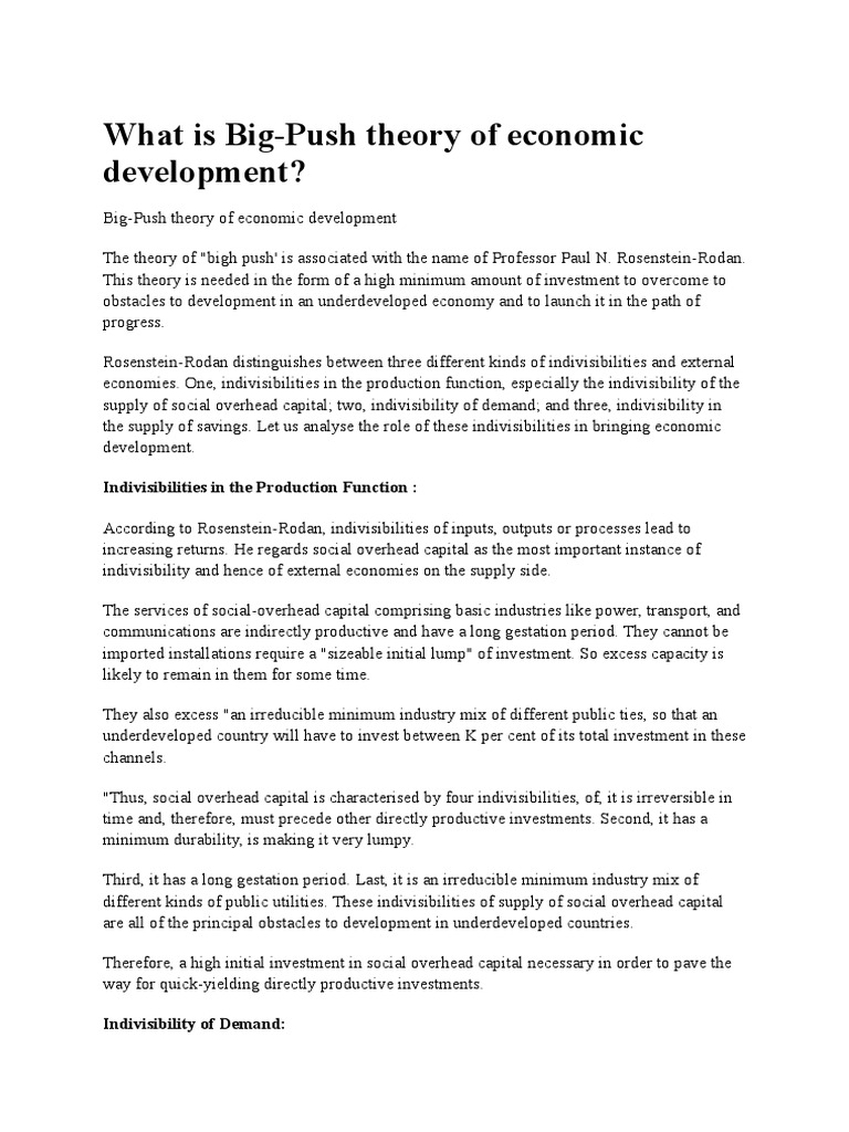 Big Push Theory in Economic Development | PDF | Economic Theories ...