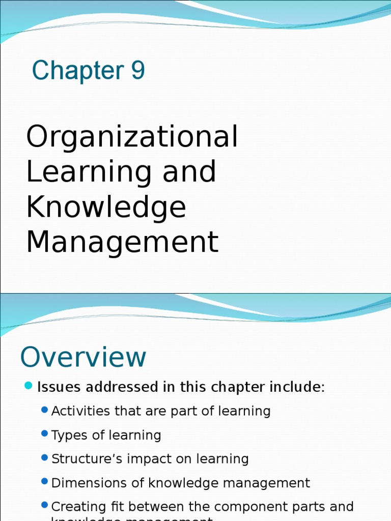 Chapter 9 - Organization Learning | PDF | Knowledge Management | Learning