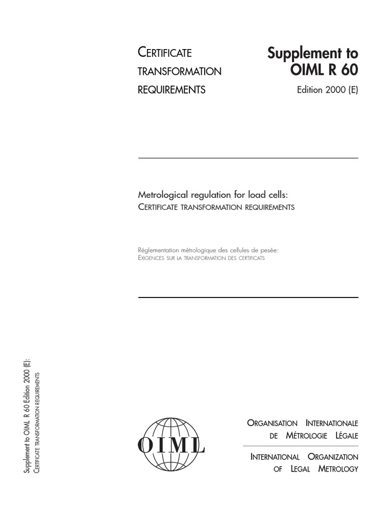 OIML R 60 - Célula de Carga - Suplemento | PDF | Amplifier | Celsius