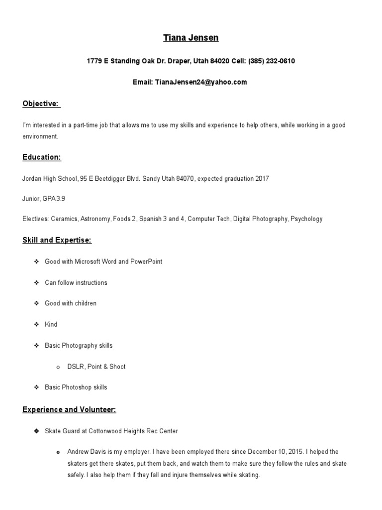 Resume - Tiana Jensen | PDF | Career & Growth