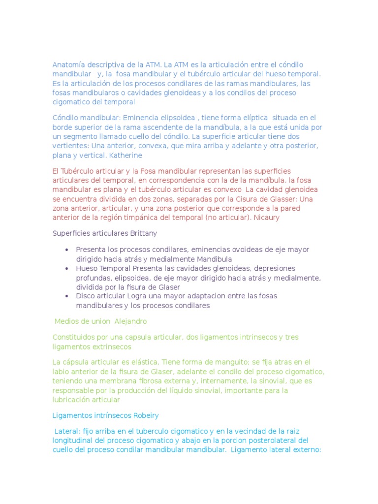 Anatomía Descriptiva de La ATM | PDF | Anatomía humana | Anatomia animal