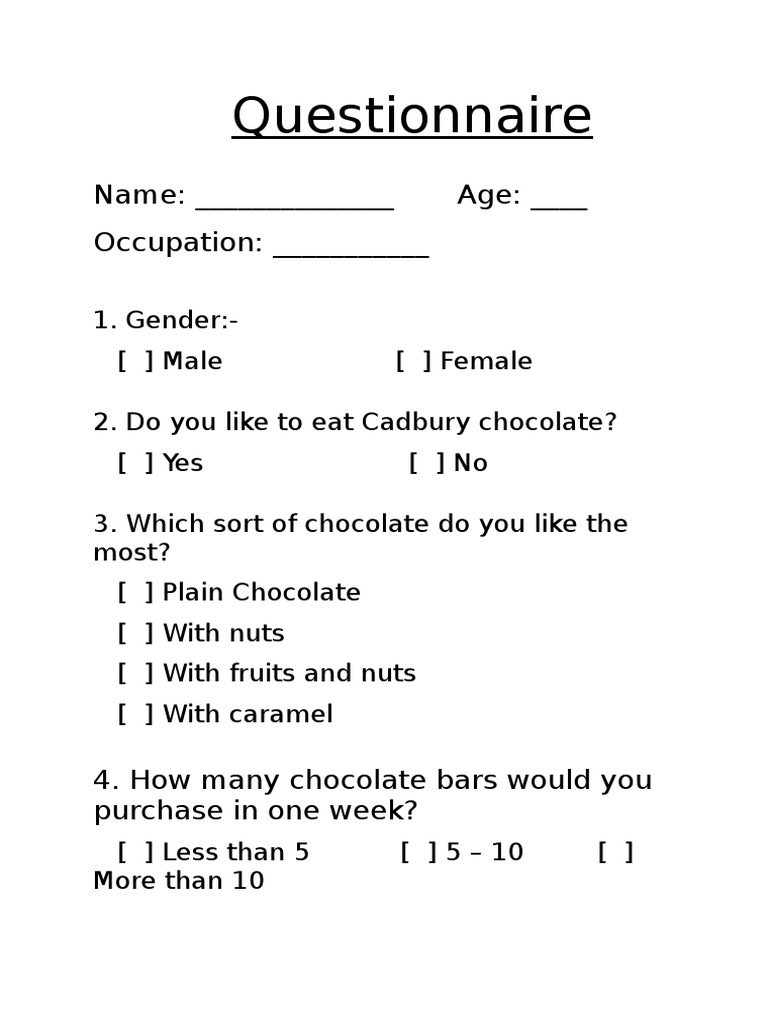 Questionnaire: Name: - Age: - Occupation | PDF | Career & Growth