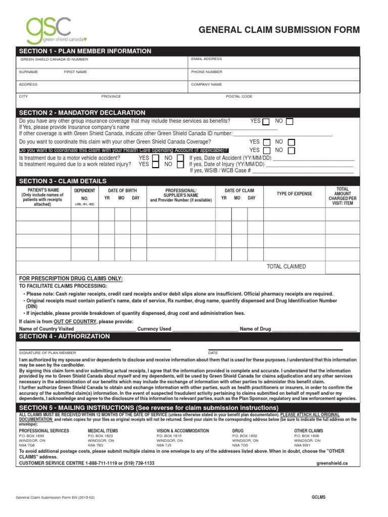 Greenshield Form | PDF | Pharmacy | Prescription Drugs