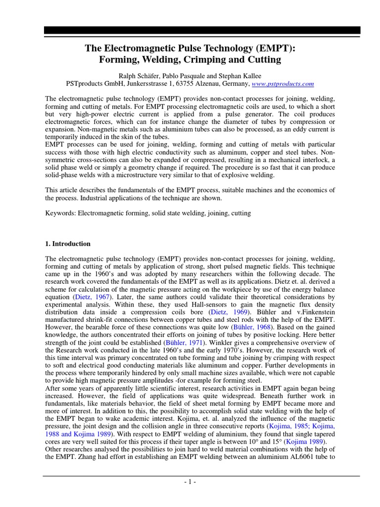 Empt Forming Welding Crimping and Cutting | PDF | Inductor | Capacitor