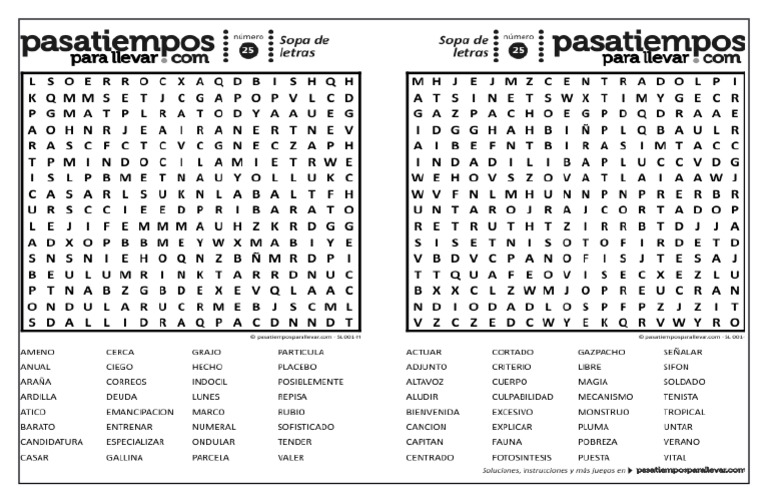 Sopa de Letras Dobles | PDF