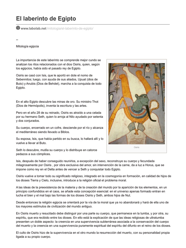 El Laberinto de Hawara en Egipto | PDF | Osiris | Isis