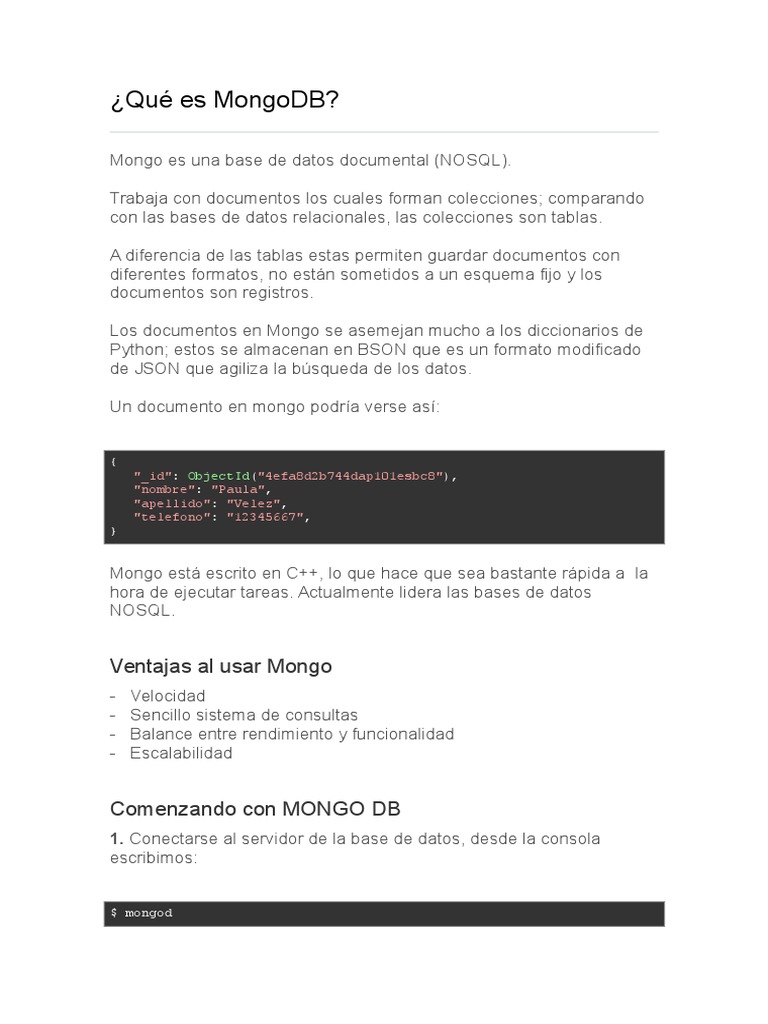 Introducción a MongoDB | PDF | Mongo Db | Bases de datos