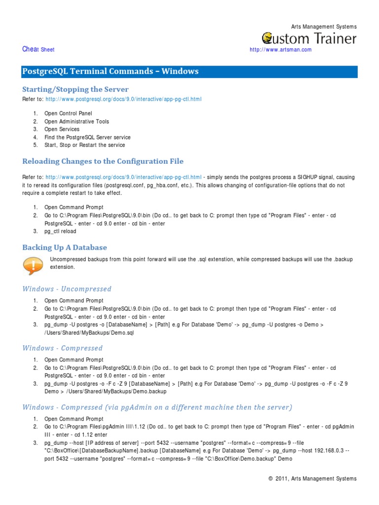 Postgresql Terminal Commands Windows Pdf Postgre Sql Areas Of Computer Science