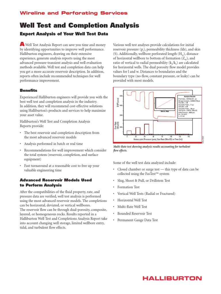 Well Test and Completion Analysis: Wireline and Perforating Services ...